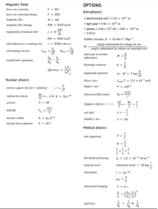A-level Physics Data and Formulae sheet - Edumentors